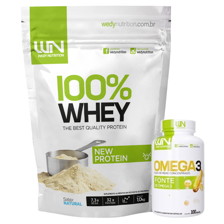 Combo: 1 100% Whey 1kg + 1 Ômega 3 100caps